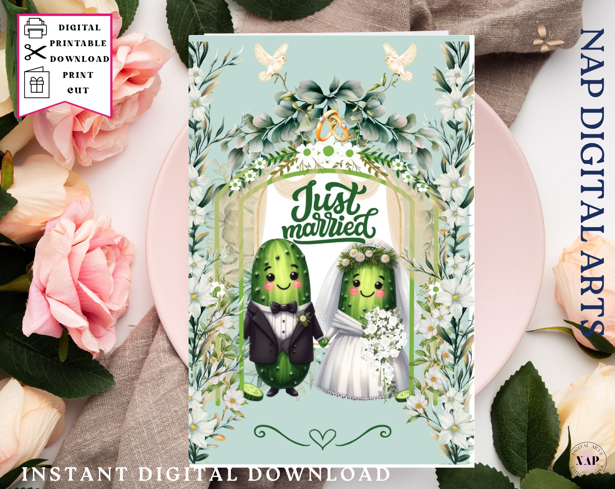 Pickleball Wedding Card Printable, Newly Wed Greeting Card, Groom Humor ...
