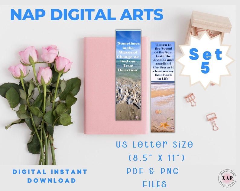 Positive Quote Printable, Ocean Bookmarks, Sea Shore Printable ...