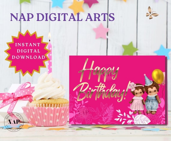 Digital Pink Birthday Card Happy Birthday Pink Card Happy - Etsy