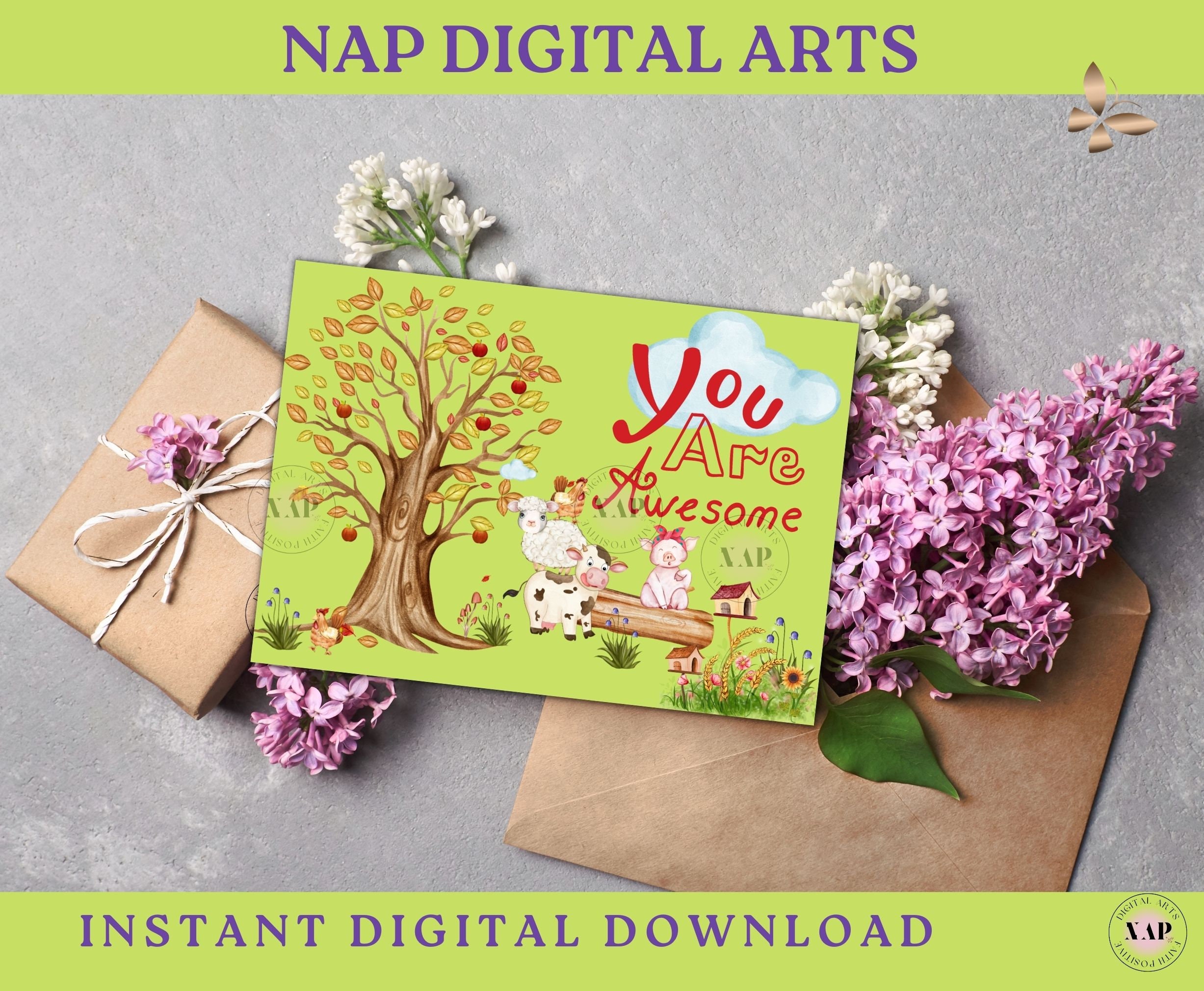 Cute Friendship Card Cute Friend Card Farm Animals Card - Etsy