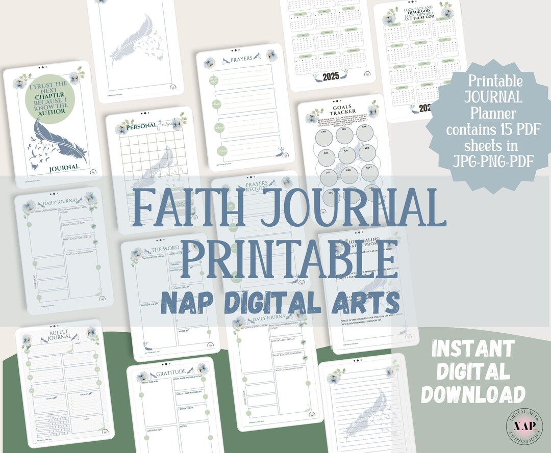 Faith Journal Printable, Gratitude Planner Printable Christian Journal ...