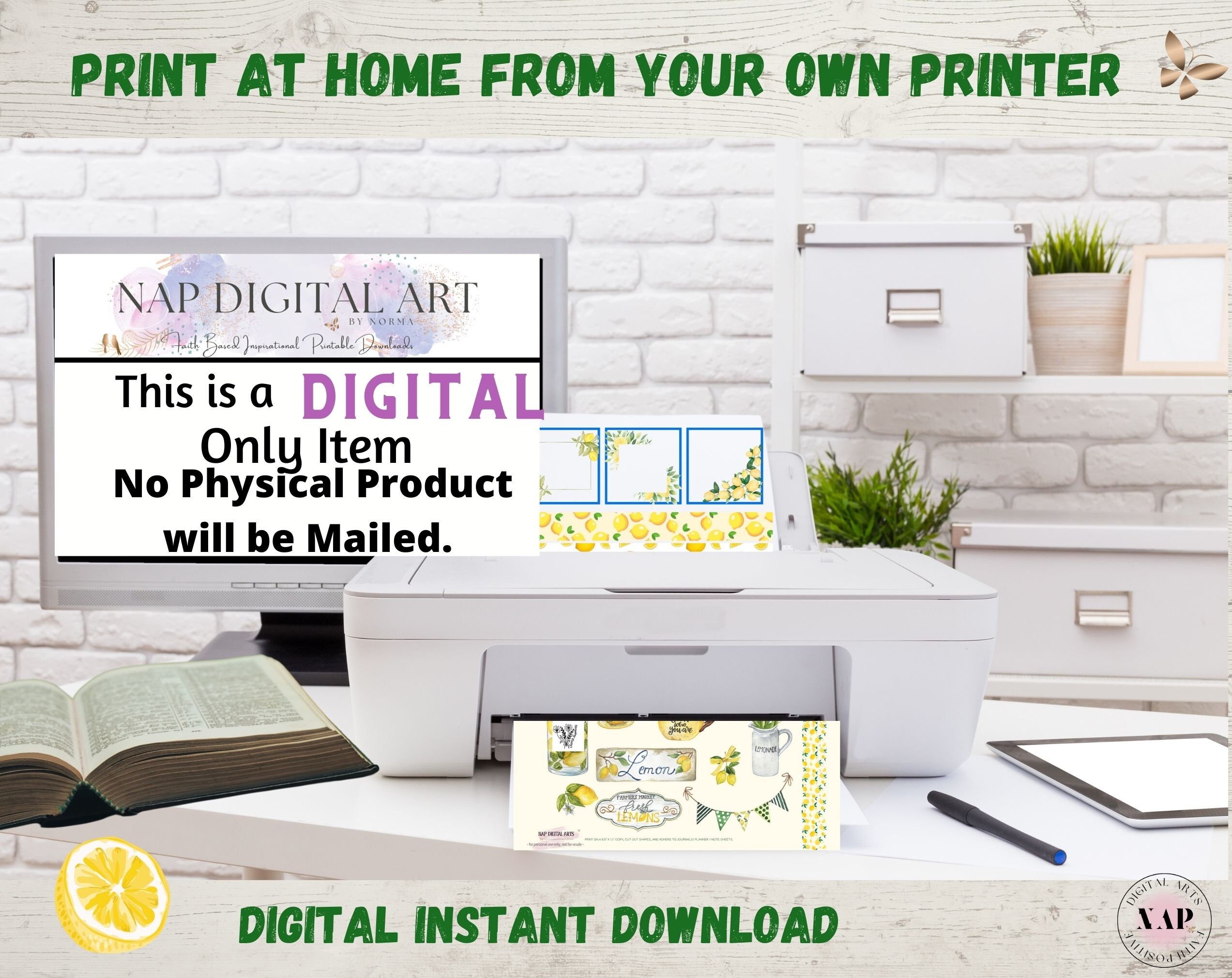 Lemon Printable Paper, Printable Stationary Download, Faith Journaling ...