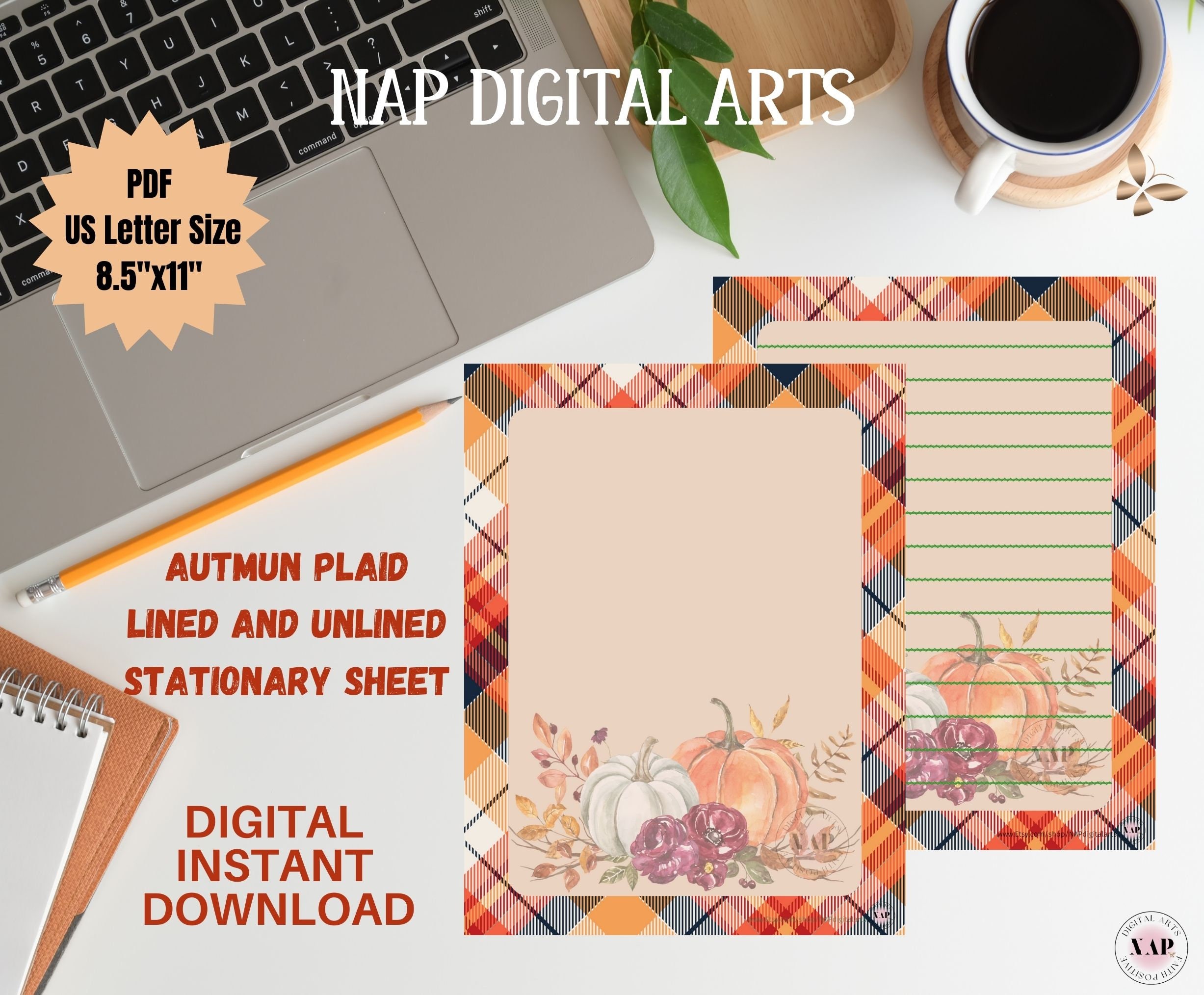 Fall Printable Stationary, Printable Writing Paper, Digital Stationary ...