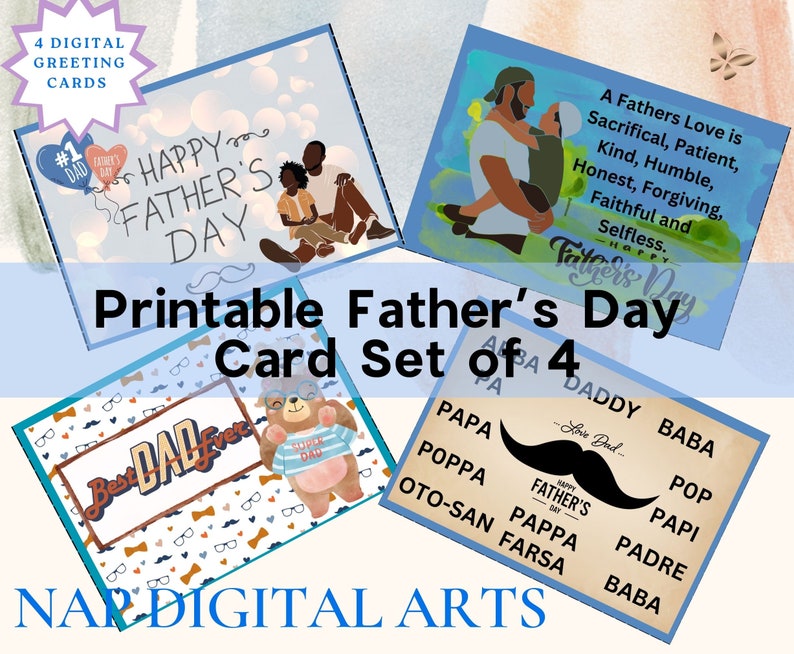 Happy Father's Day Card, Printable Fathers Day, Father Greeting Card ...