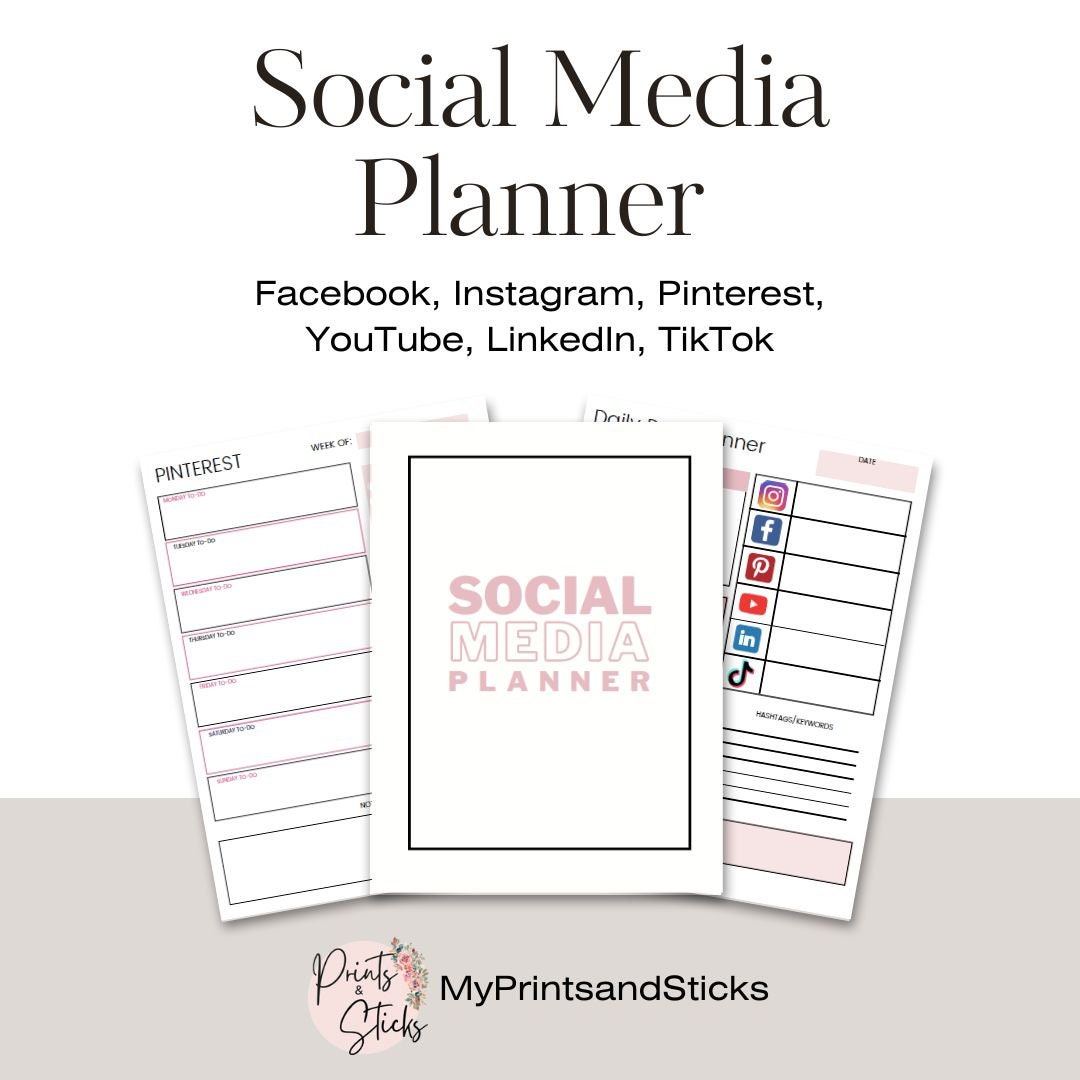 Printable Social Media Planner Content Planner Social Media - Etsy
