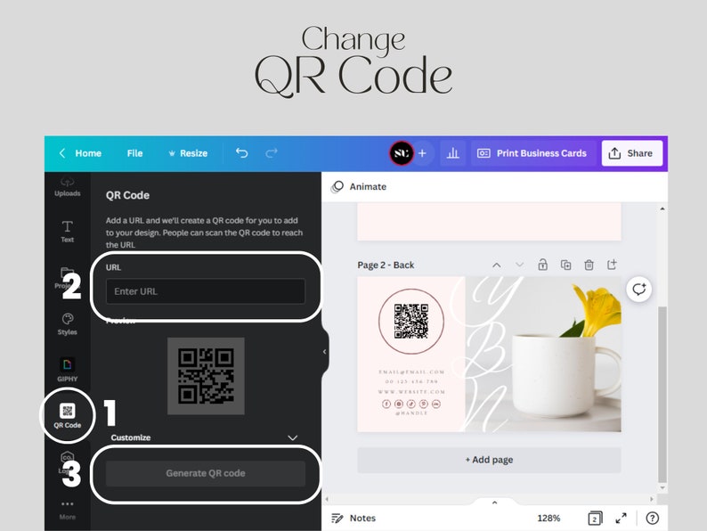 Elegant QR Code Business Card Template With Free Customizable Social ...