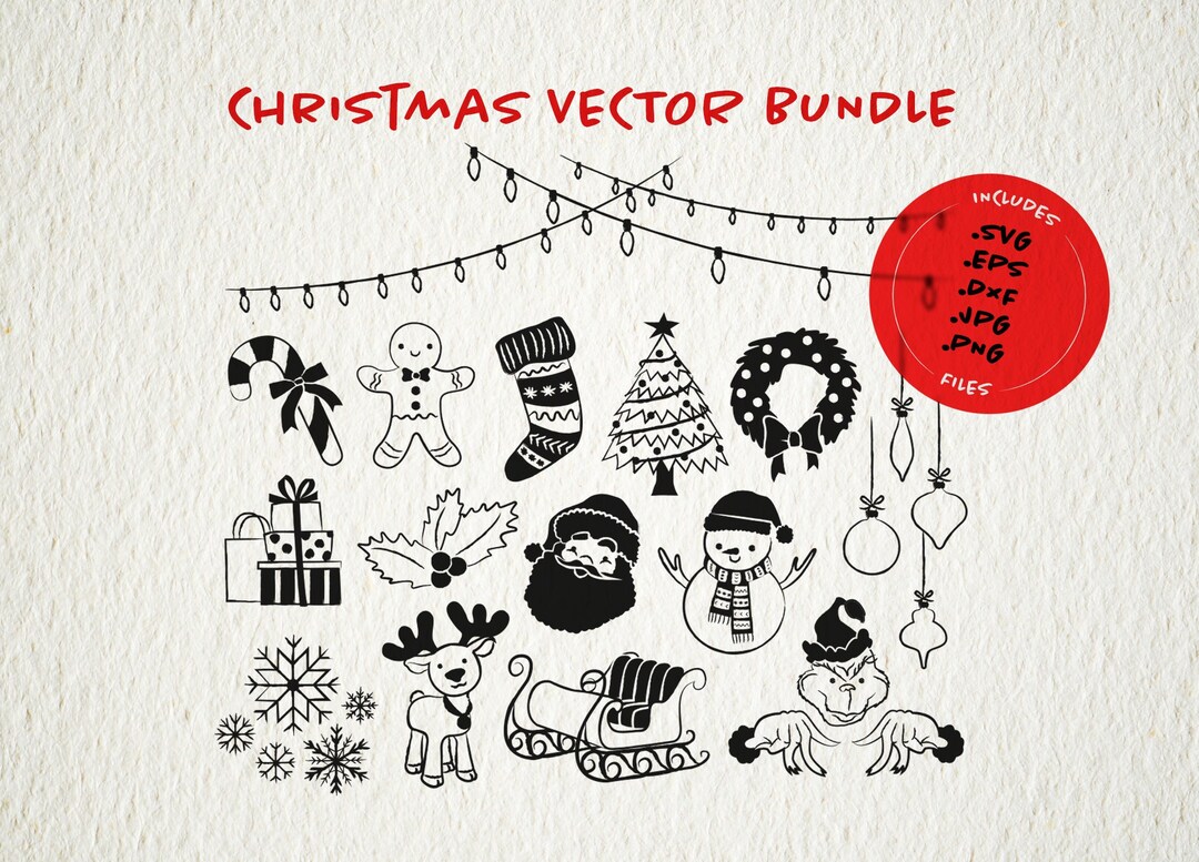 Christmas Vector Illustration Bundle, Instant Digital Download Icons ...
