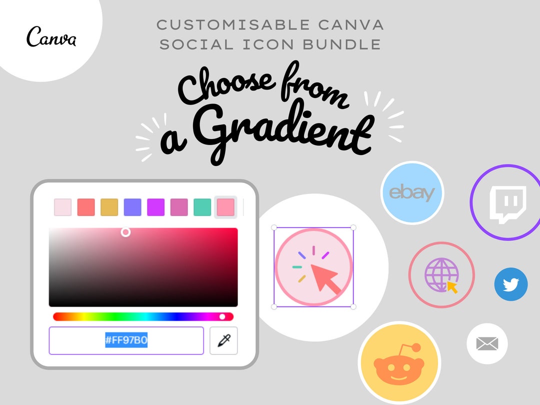 Editable Canva Social Media Icon Bundle, Change Colors of Icons on ...