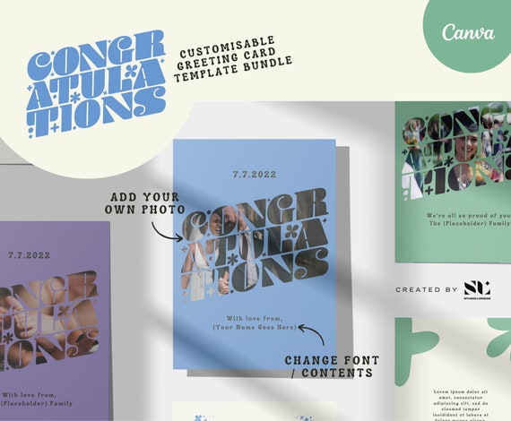 Congratulations Greeting Card Custom Editable Canva - Etsy