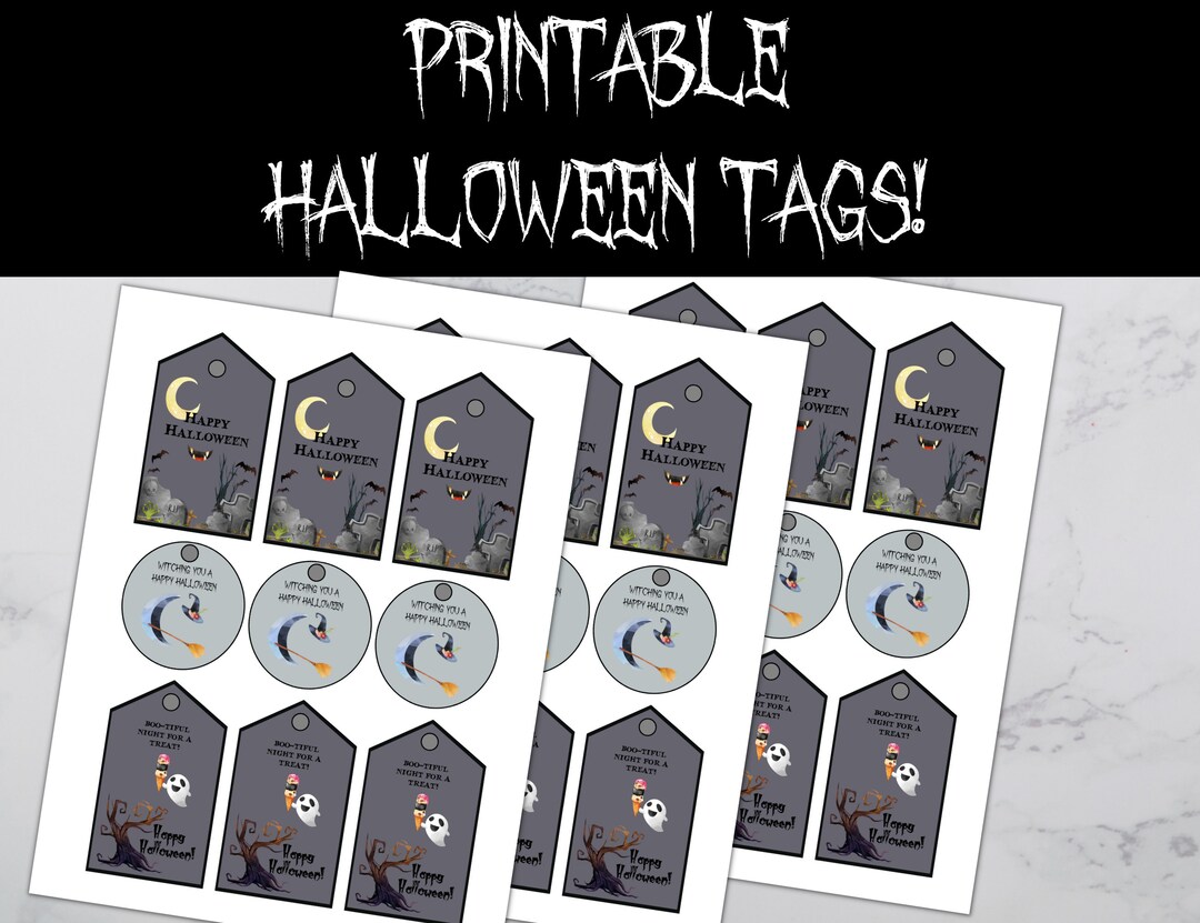 Printable Halloween Tags/ Halloween Gift Tags/ Treat Tags/ Skull/ Ghost ...