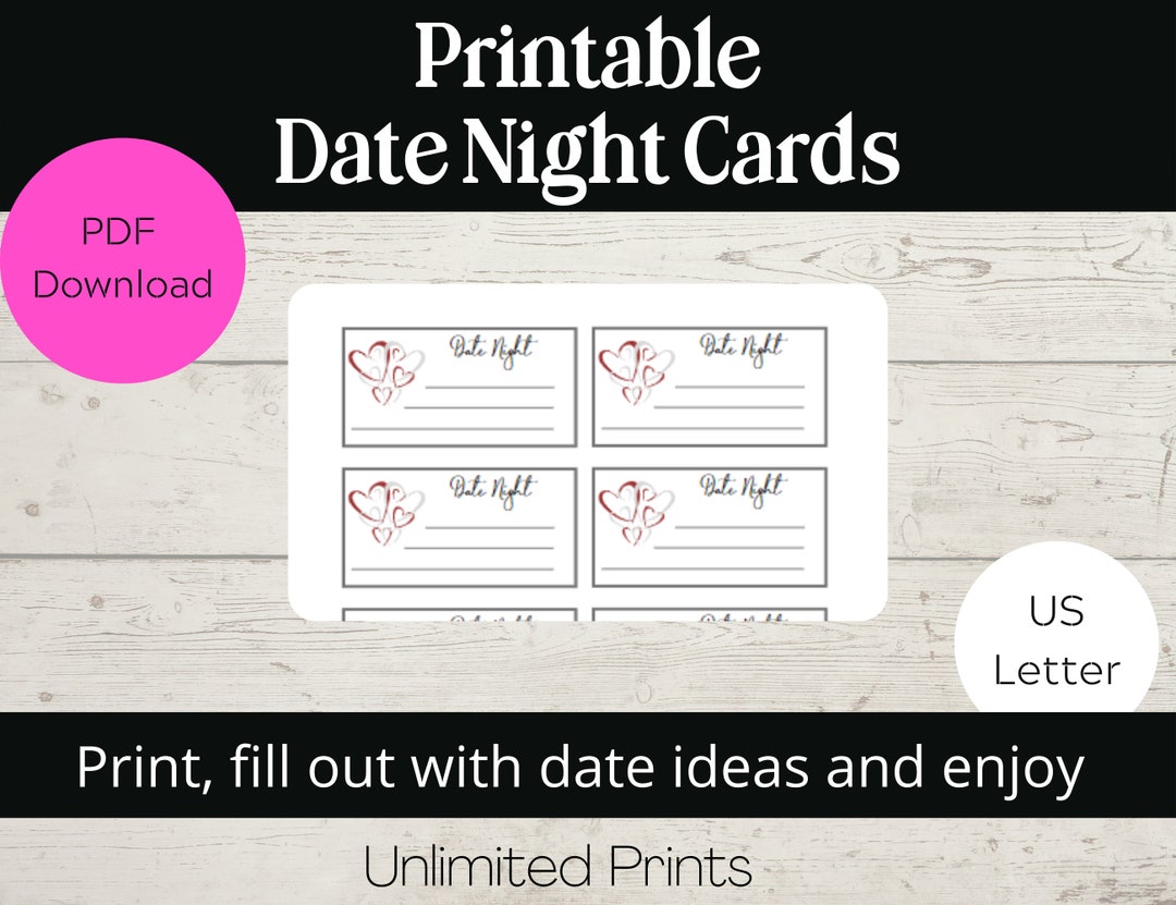 Date Night Cards/ Printable/ Anniversary/ Couples/ Games/ Romance/ Fill ...