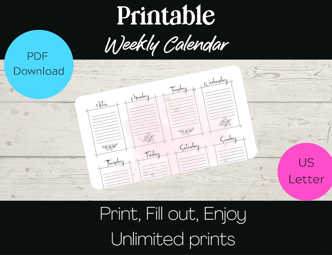 Weekly To-do List/ Notes/ Printable/ Cute/ Adult/ Notes - Etsy