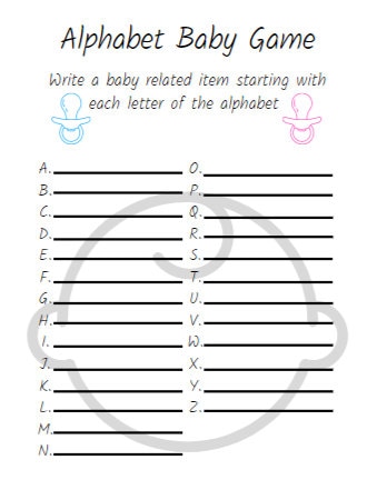 Baby Shower Alphabet Game/ Printable/ Party Game/ - Etsy