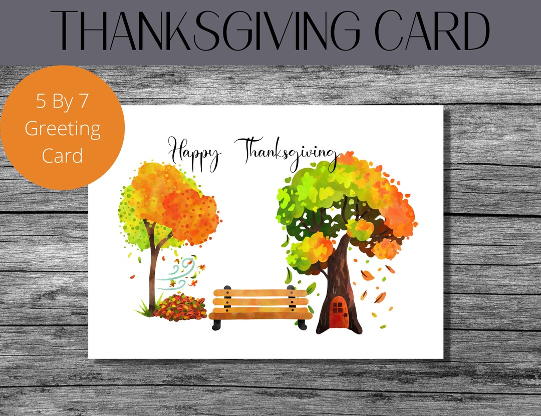 Printable Thanksgiving Greeting Card/ Happy Thanksgiving/ Holiday Card ...