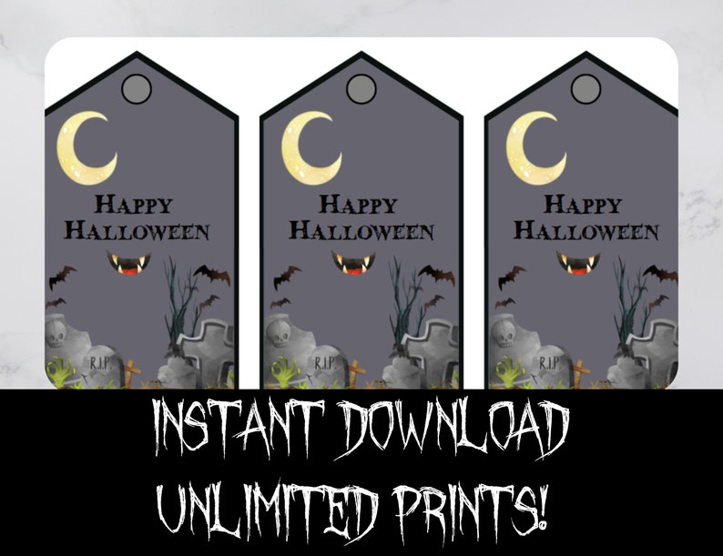 Printable Halloween Tags/ Halloween Gift Tags/ Treat Tags/ Skull/ Ghost ...