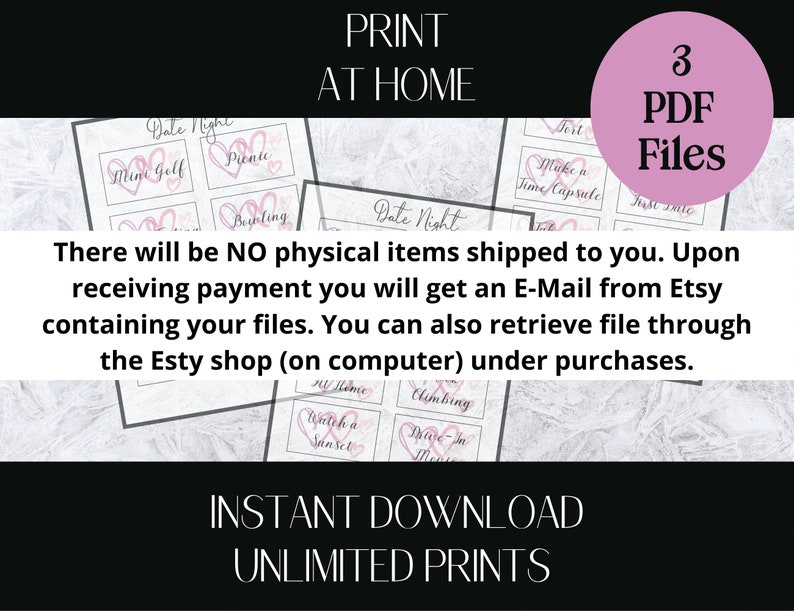 Date Cards/ Printable Date Ideas/ Print on Demand Date Ideas/ Couples ...