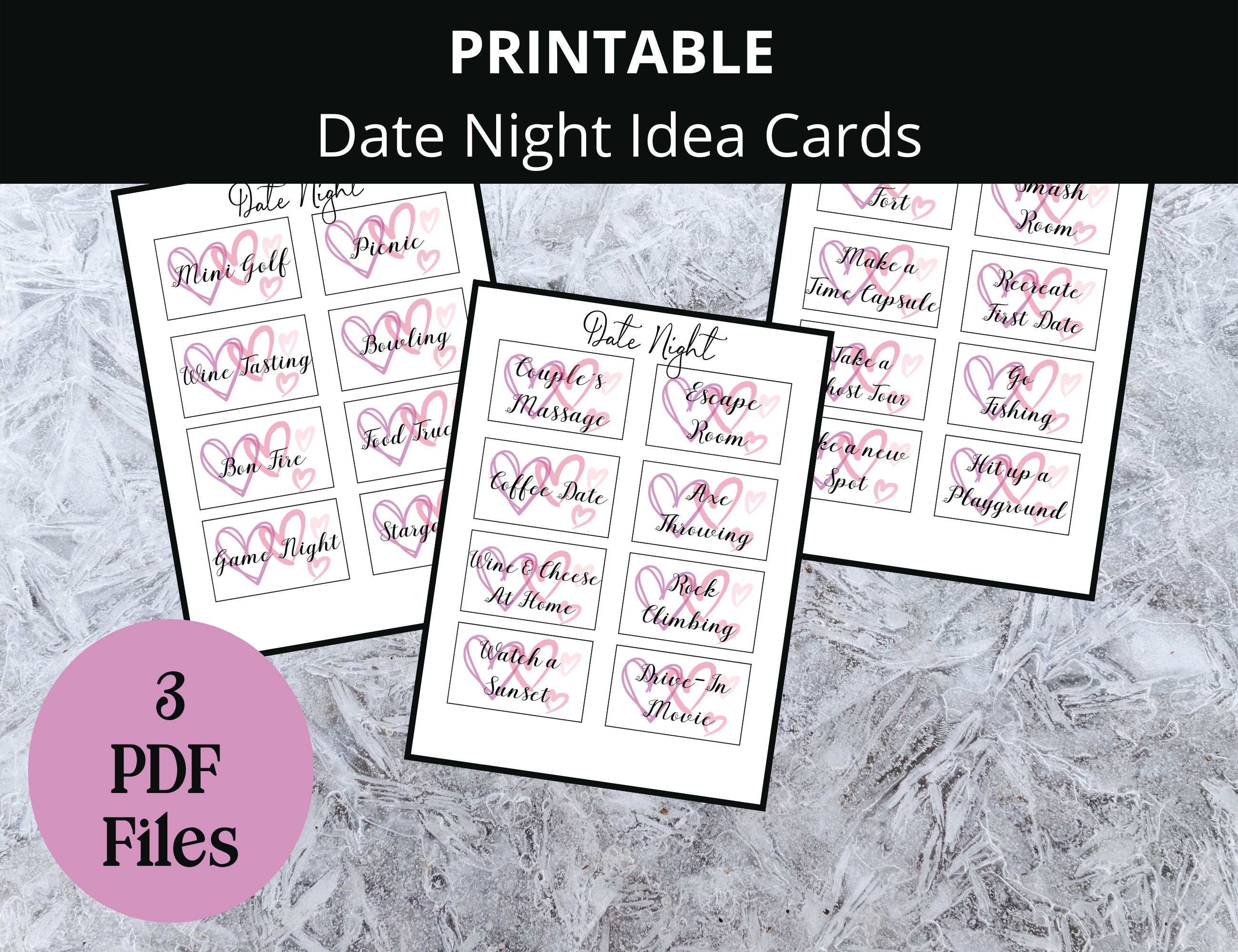 Date Cards/ Printable Date Ideas/ Print on Demand Date Ideas/ Couples ...