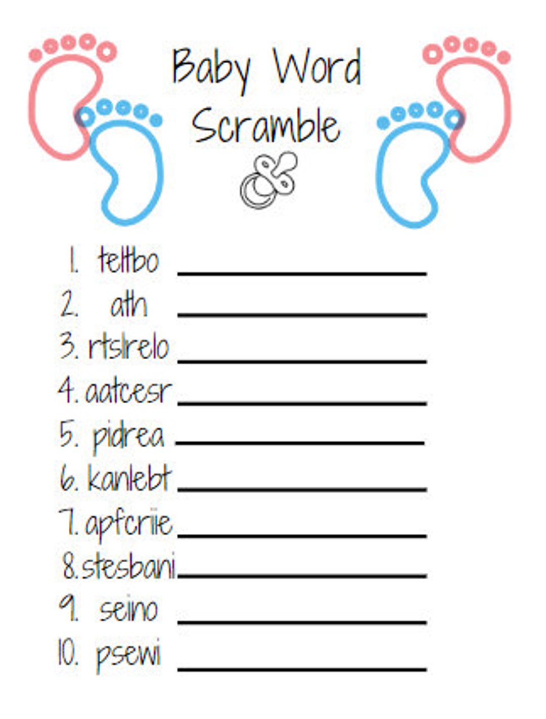 Baby Word Scramble - Etsy