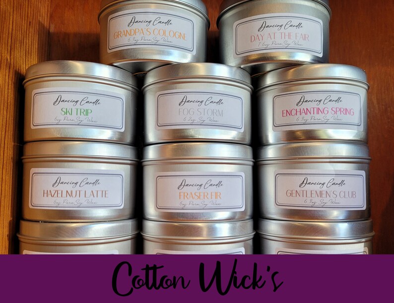 Dancing Candles/ Shimmering/ Tin Container/ 6oz/ Glitter/ Soy/ Cotton ...