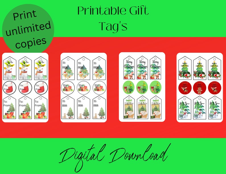 Christmas Gift Tags/printable Gift Tag/ Present/ Holiday/ Santa ...