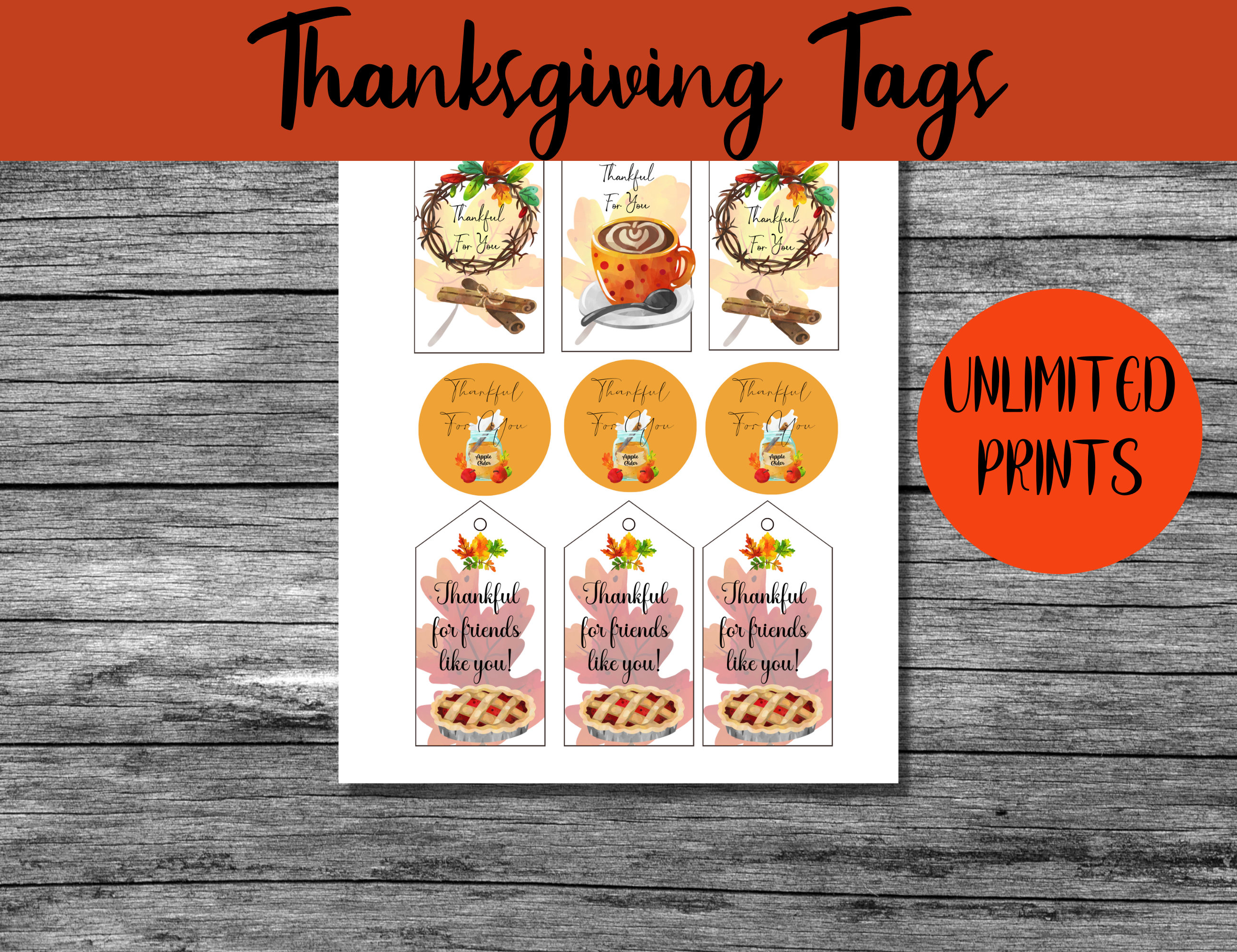 Printable Thanksgiving Gift Tags/ Fall/holiday Season/leaves/cider ...