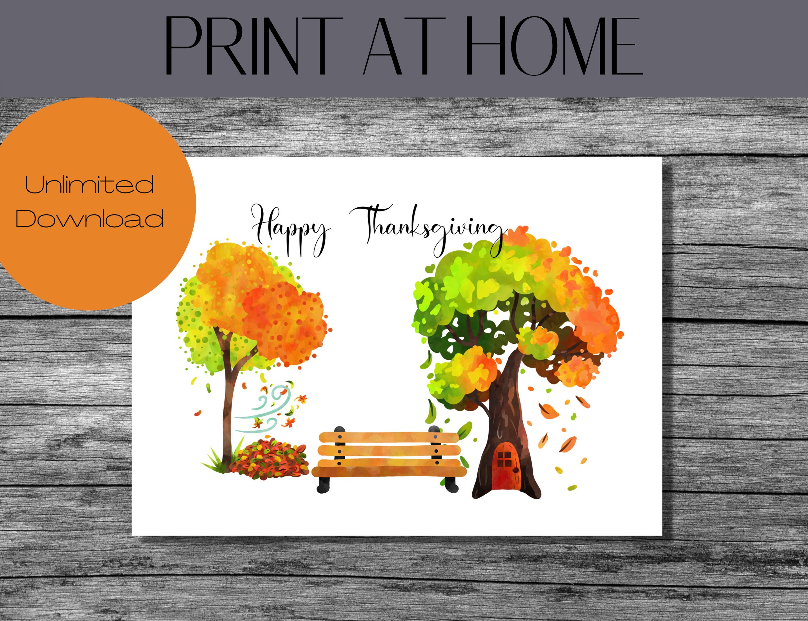 Printable Thanksgiving Greeting Card/ Happy Thanksgiving/ Holiday Card ...