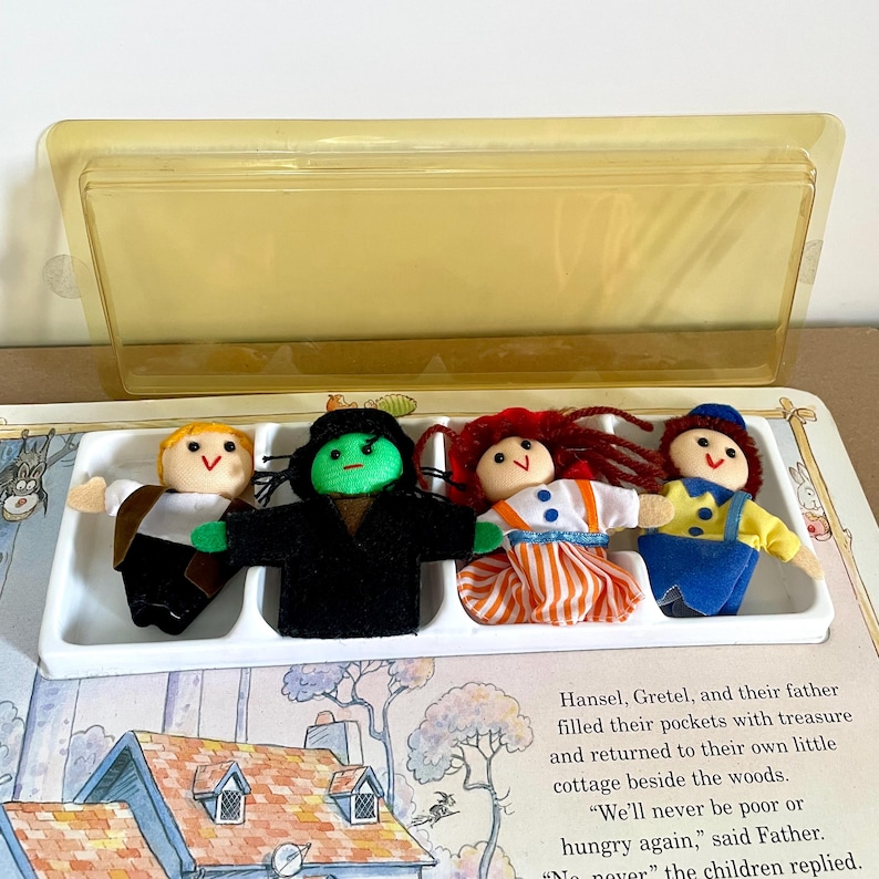 Vintage Felt Finger Puppet Theater Board Book, Hansel & Gretel ...