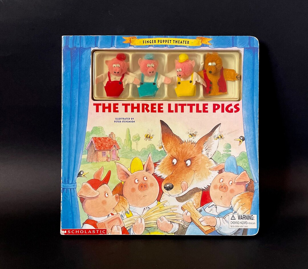 Vintage Puppet Board Book Three Little Pigs With Finger Puppets Classic ...