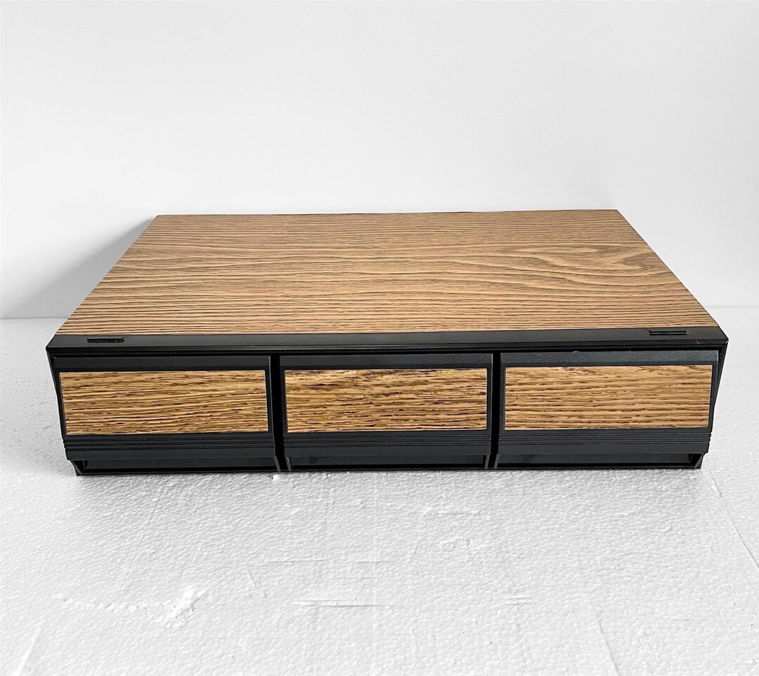 80s Vintage Drawer Cassette Tape Storage Holder, Faux Wood Grain Look ...