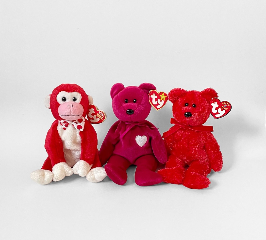 Vintage TY Beanie Baby Valentine TY Beanie Baby Sizzle Red Bear Ty ...