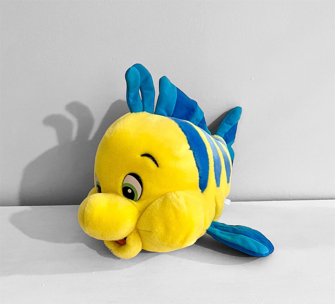 15" Vintage Disney Flounder Plush the Little Mermaid Stuffed Animal ...