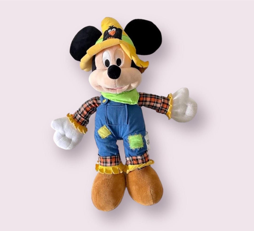 14" Vintage Mickey Mouse Scarecrow Plush Toy Disney Halloween Harvest ...