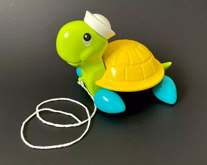1977 Fisher Price Pull Along Turtle Toy, 70s Vintage Pull Toy Retro ...