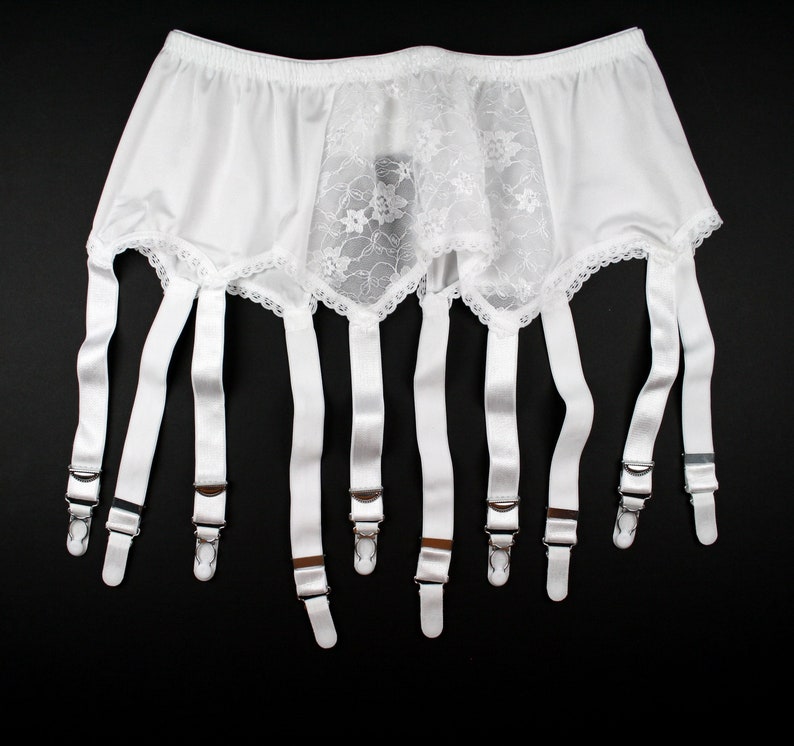 Nancies Intimates ' Angela ' White Lace Garter Belt With 10 Suspenders ...