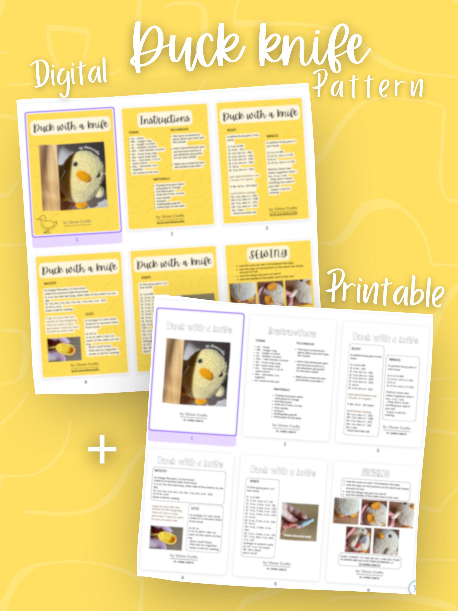Duck With A Knife Amigurumi Crochet Pattern (PDF) - Etsy