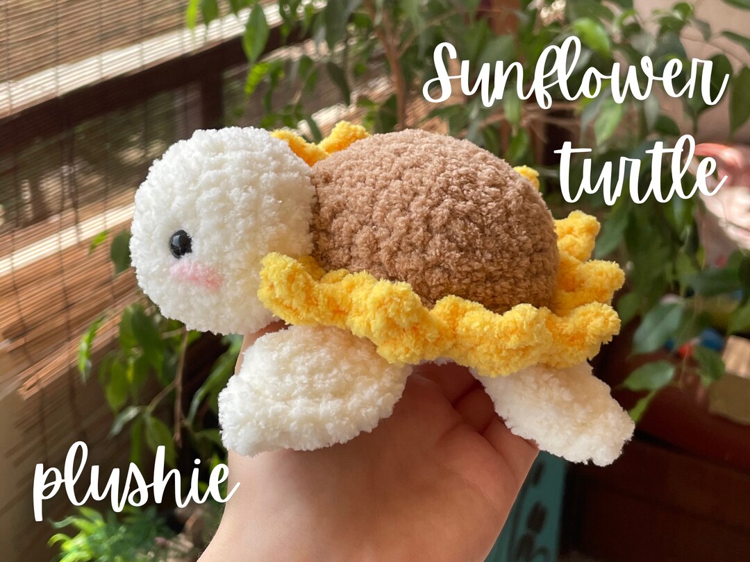 Baby Sunflower Crochet Turtle Plushie Amigurumi Stuffed Animal Cute ...