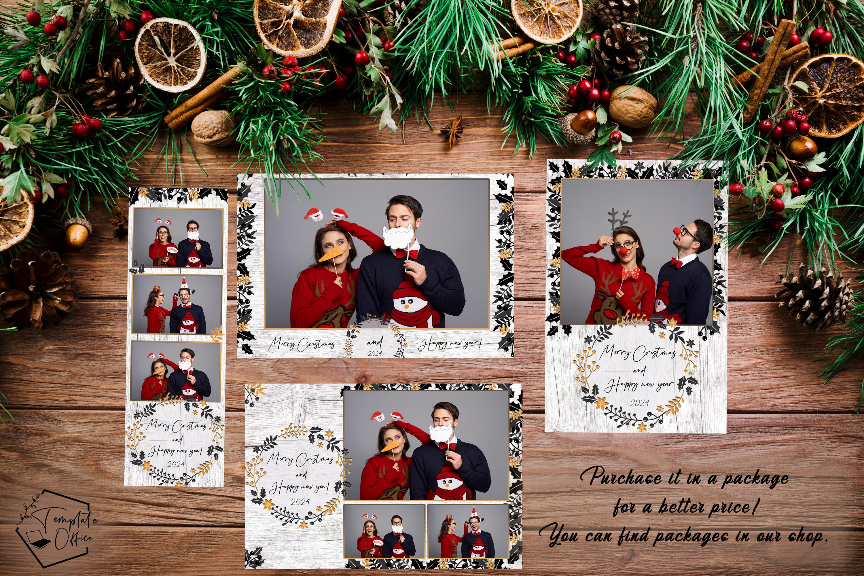 Christmas Photo Booth Template: 4-in-1 Graphic Layouts (digital ...