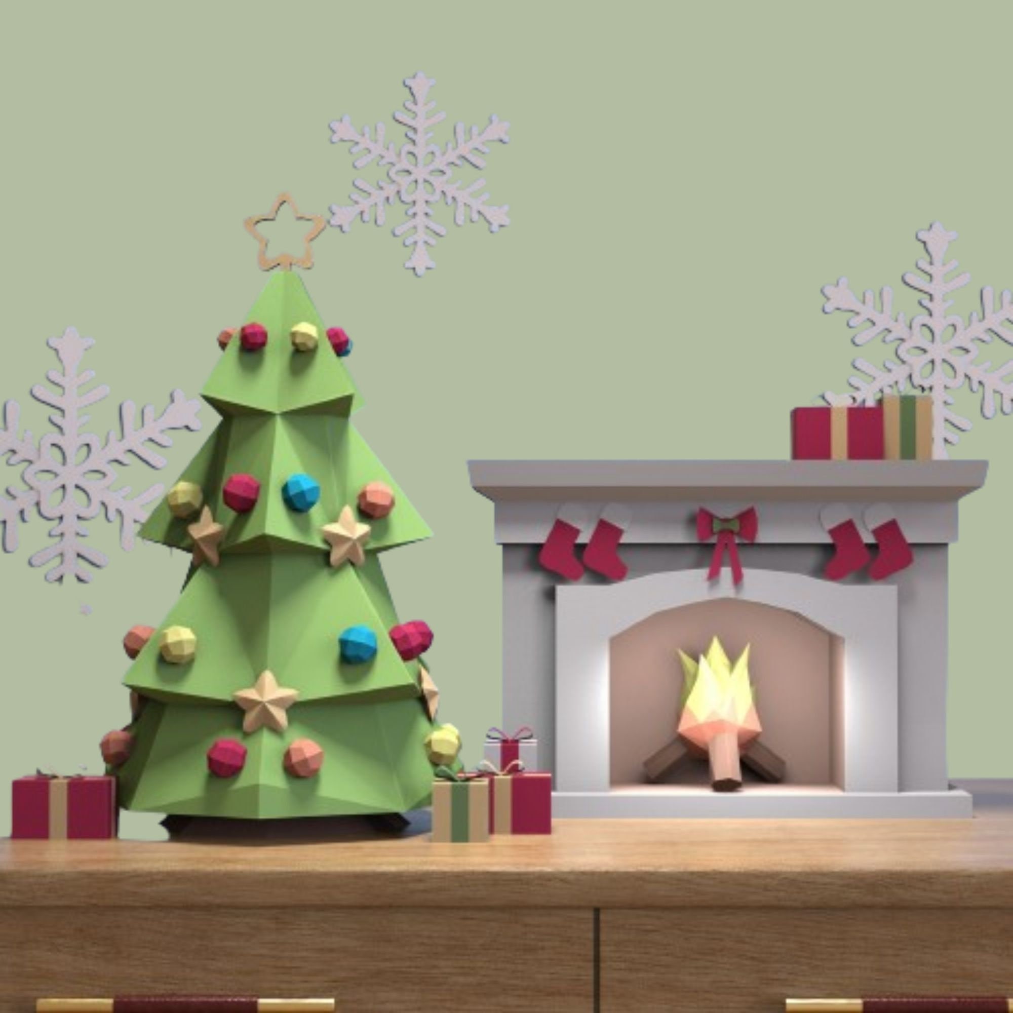 Christmas Pine Tree Papercraft: Printable PDF Template for 3D - Etsy
