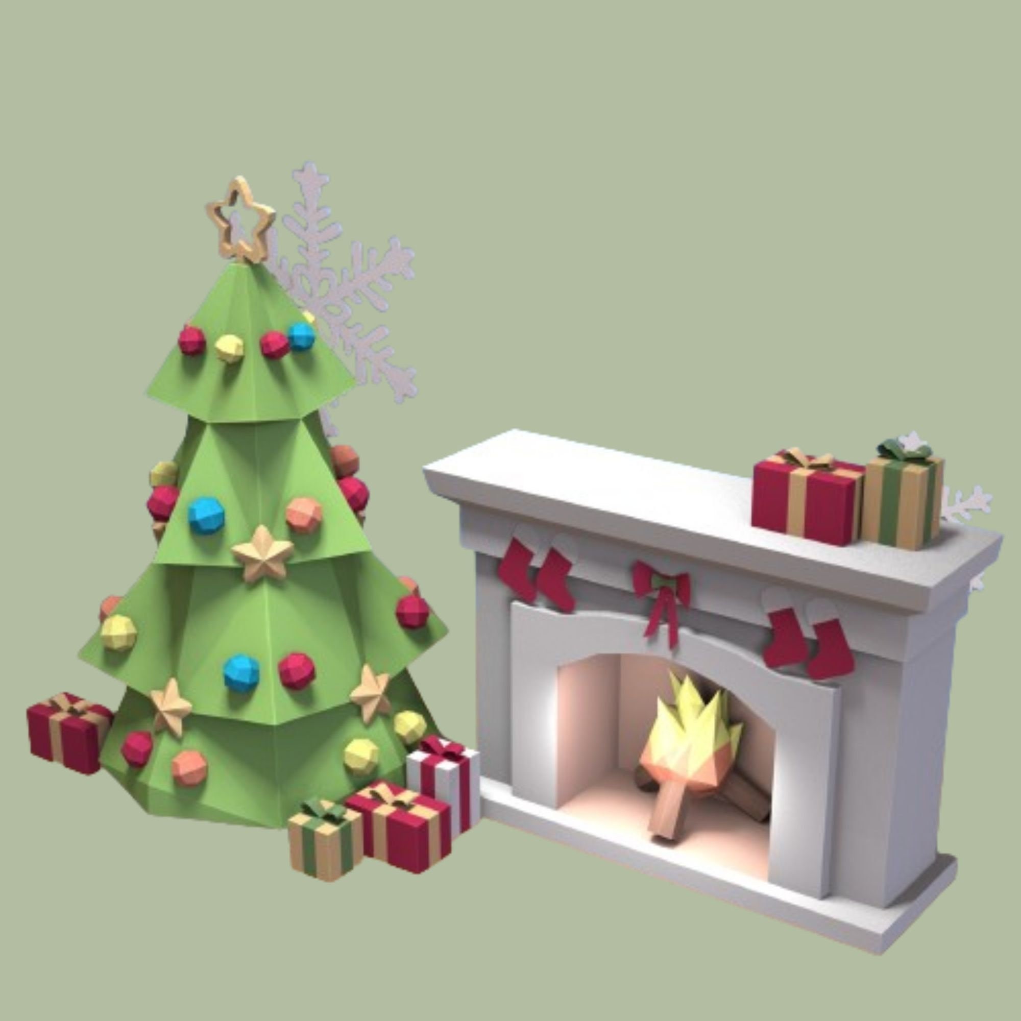Christmas Pine Tree Papercraft: Printable PDF Template for 3D - Etsy