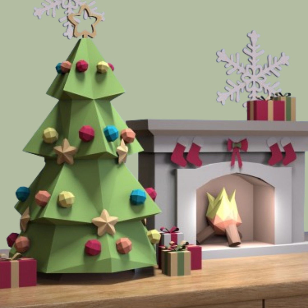 Christmas Pine Tree Papercraft: Printable PDF Template for 3D - Etsy