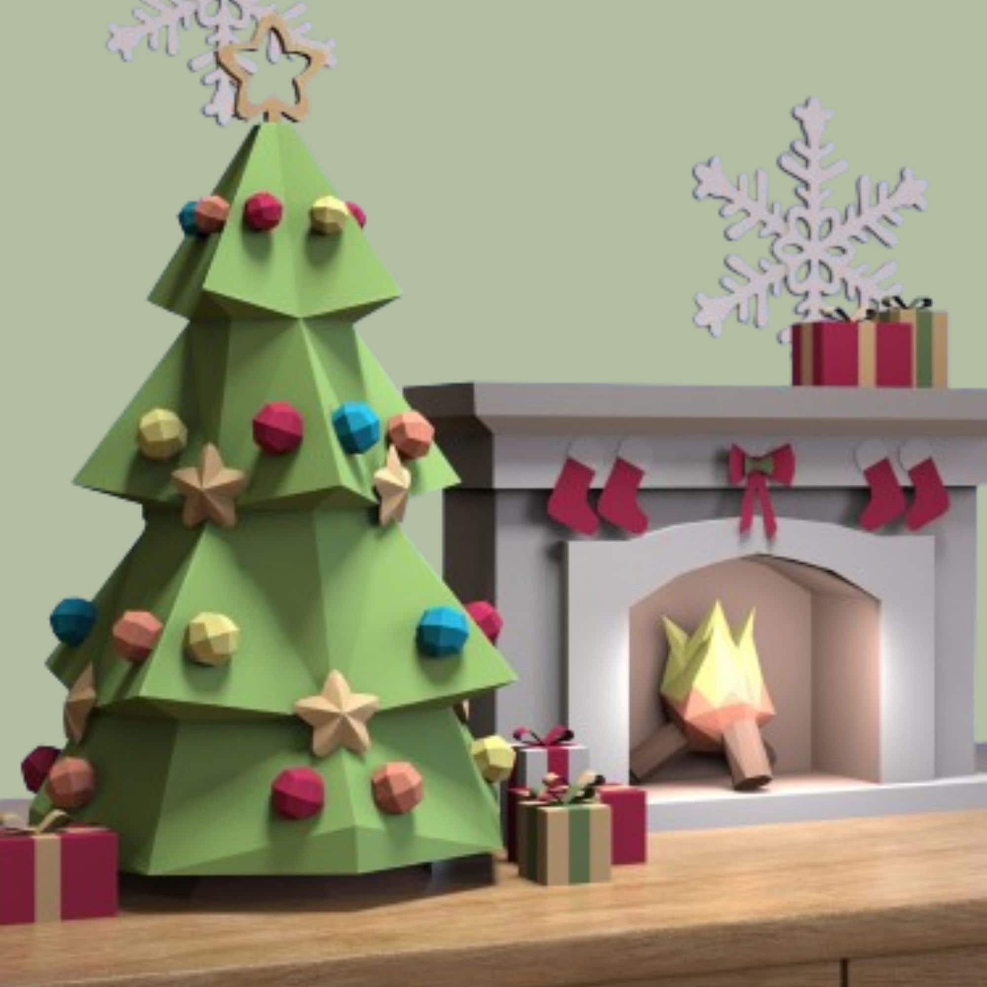 Christmas Pine Tree Papercraft: Printable PDF Template for 3D - Etsy