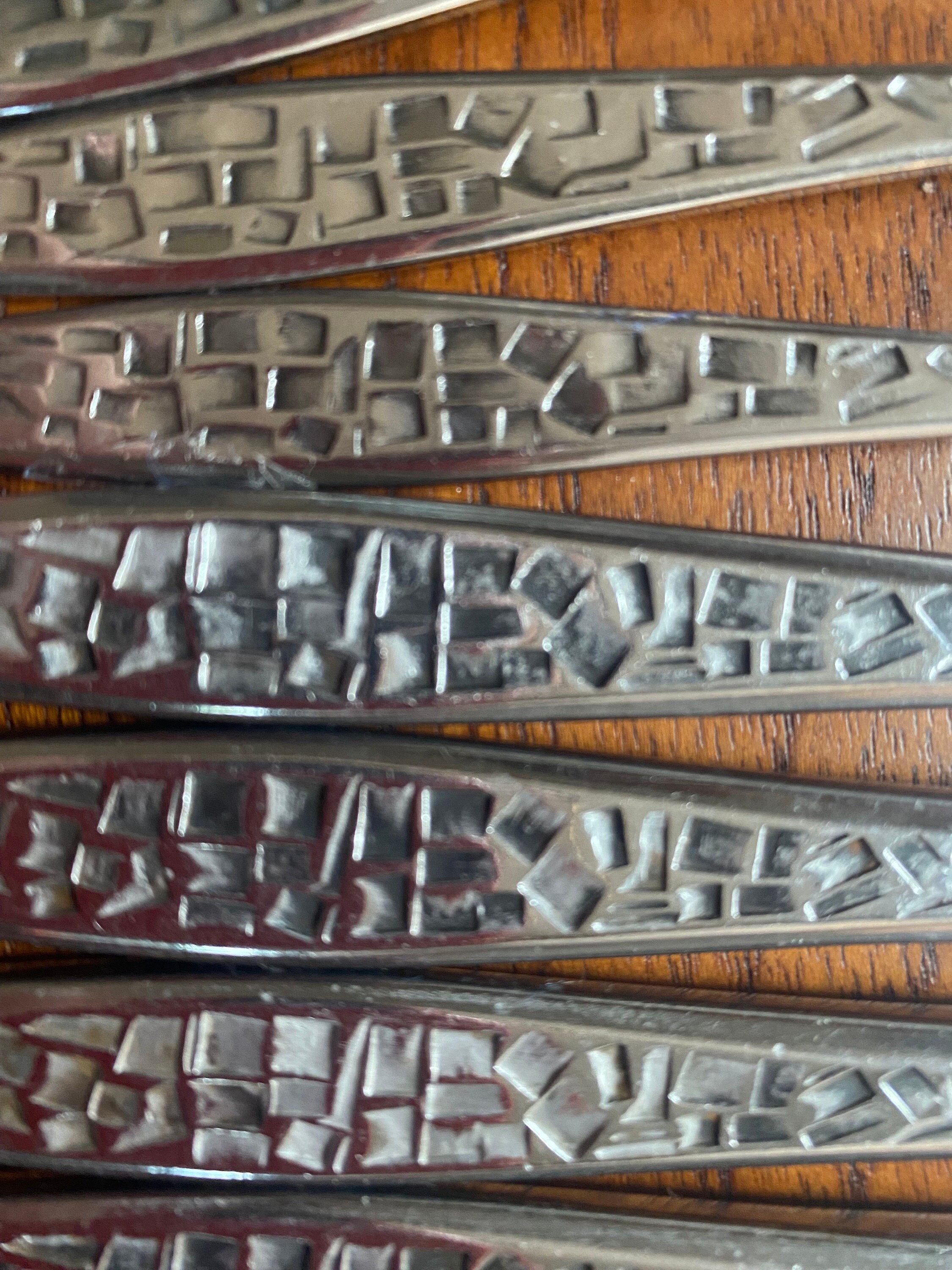 Mid Century, Brutalist Mosaic Pattern Stainless Steel Cutlery/flatware ...
