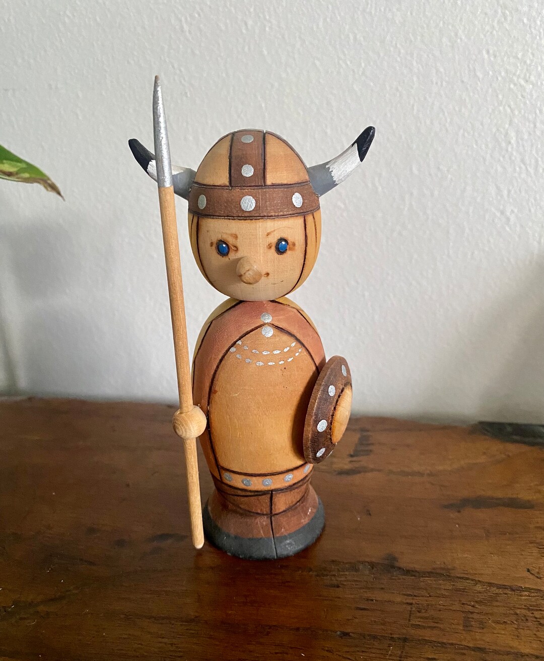 Hand Painted Wooden Swedish Shield Maiden With Plaits and - Etsy