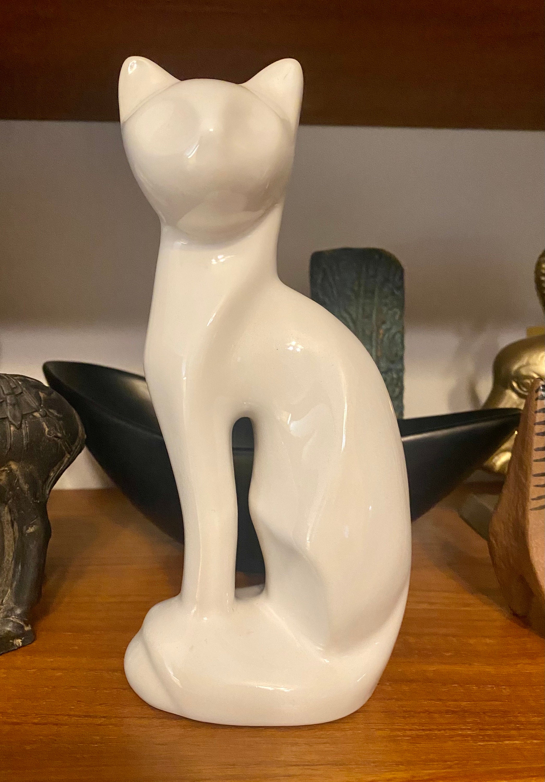 White Ceramic Cat Figurine From the 1960s - Etsy