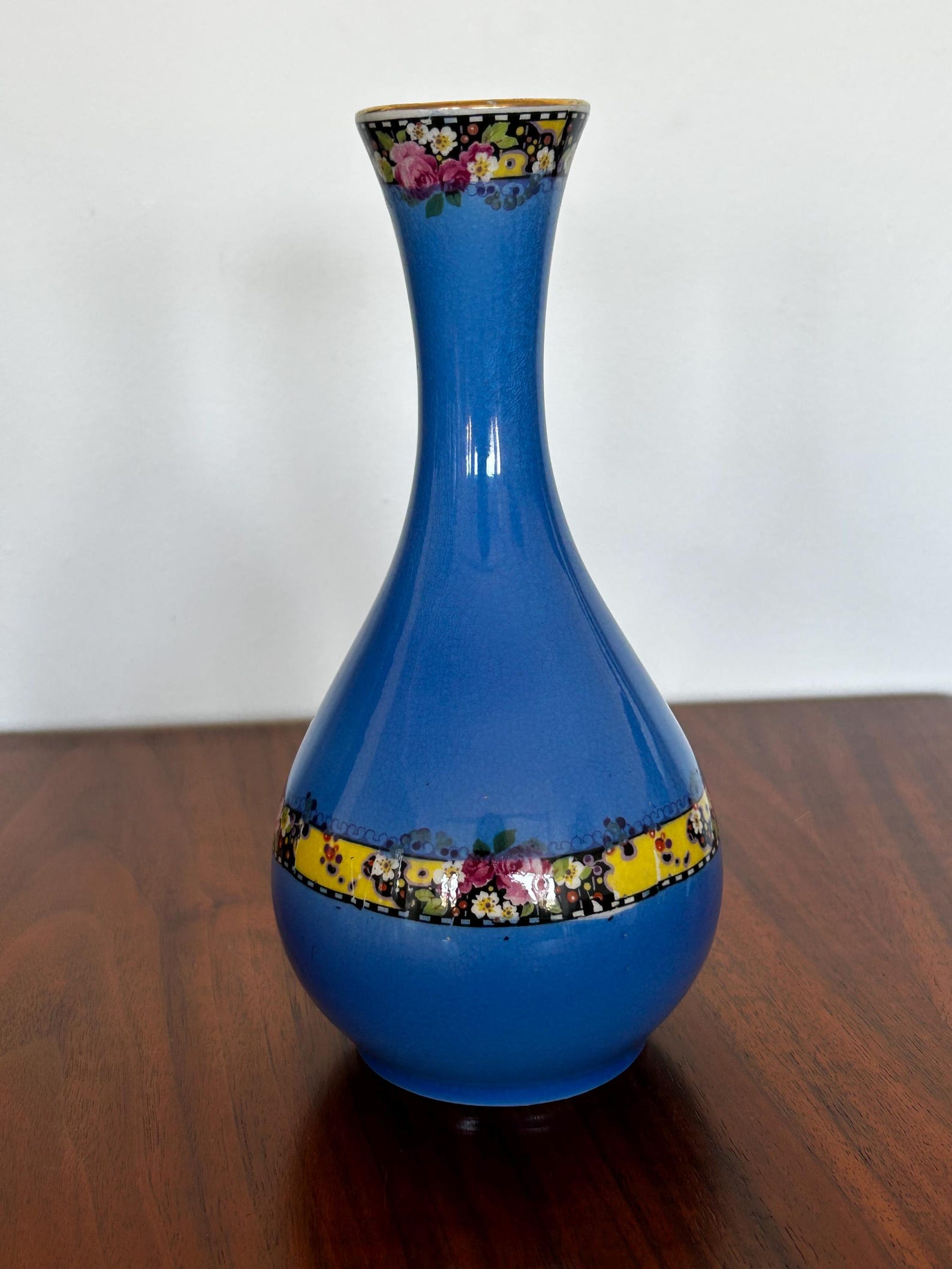 Flosmaron 1920s Decorated Cobalt Blue Vase Made in England - Etsy