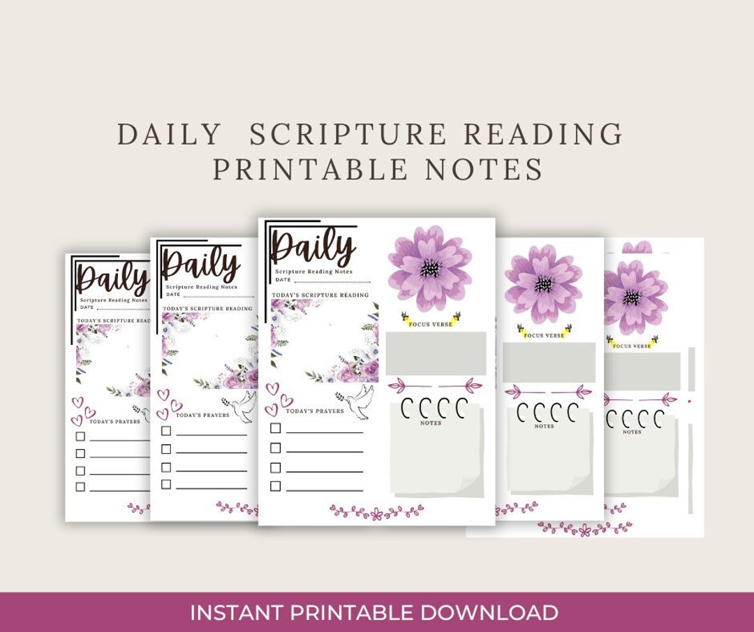Daily Scripture Reading Note, Bible Study Note, Scripture Reading Note ...