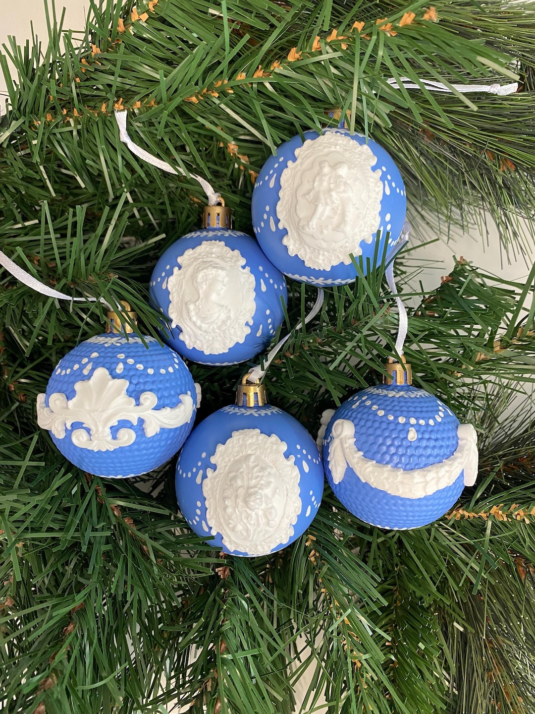 Wedgwood Inspired Ornaments, Blue White Ornaments, Baroque, Rococo ...