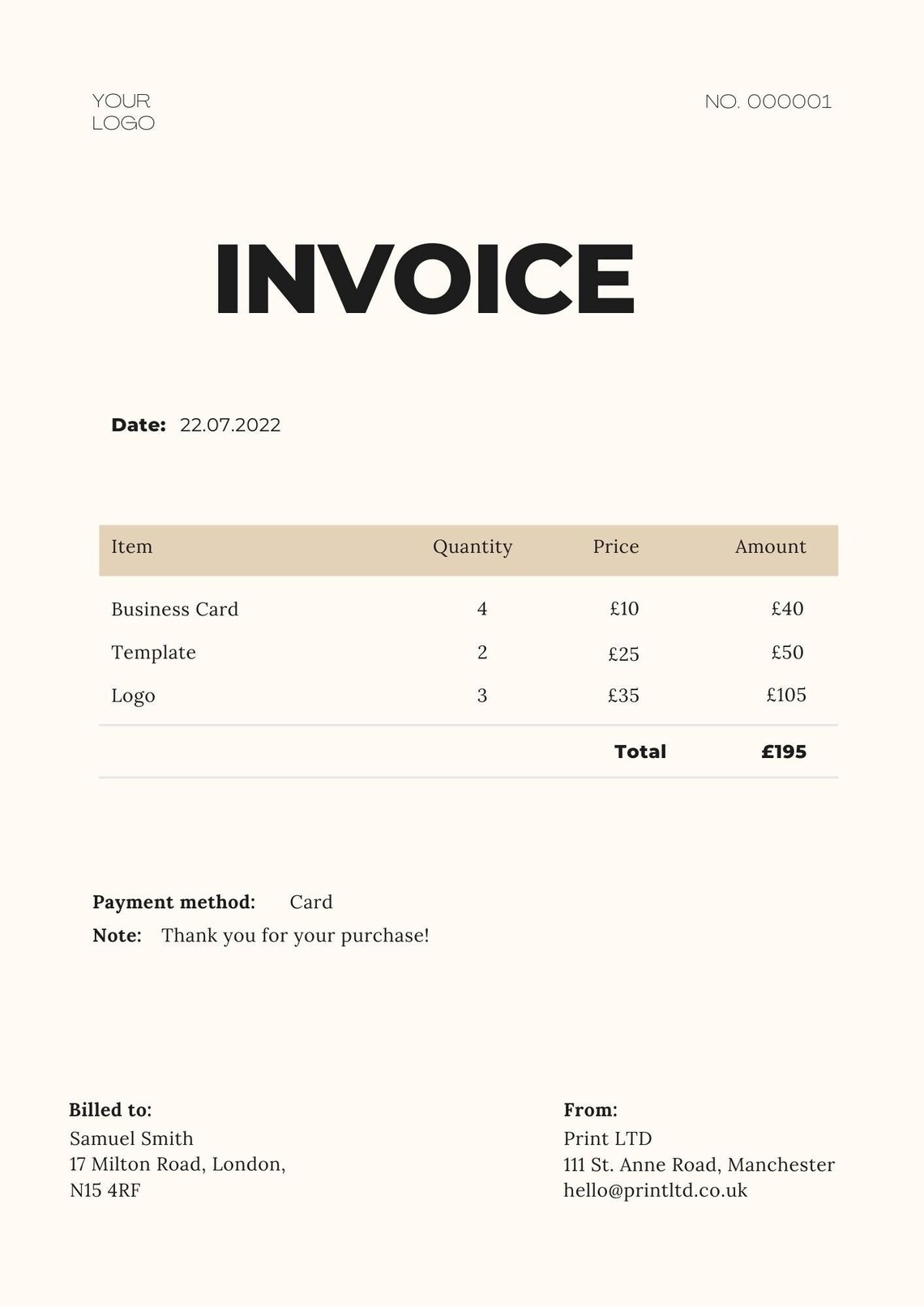 Editable Invoice Template , Instant Invoice Download, Canva Invoice ...