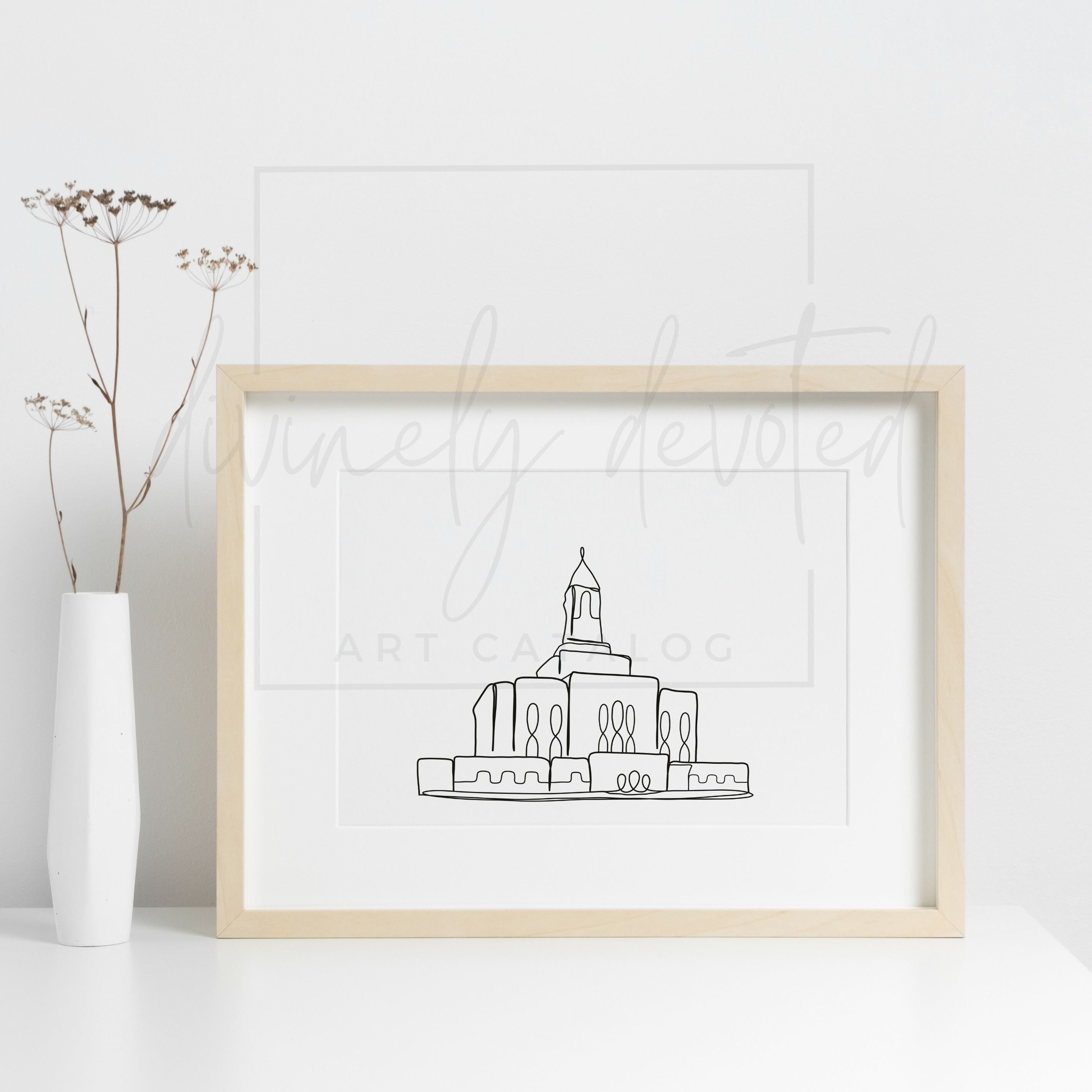 LDS Temple Drawing One Line Drawing Deseret Peak Utah Temple Wedding ...