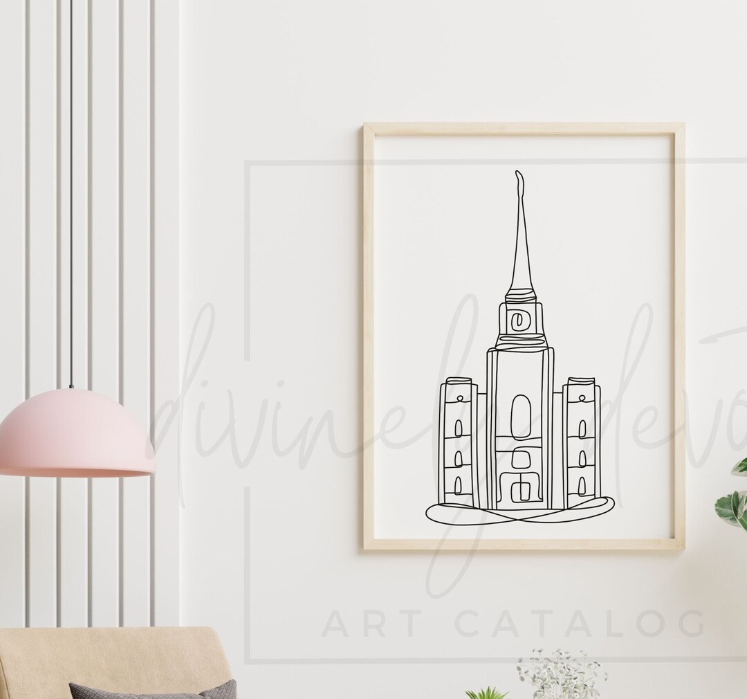 LDS Temple Drawing One Line Drawing Brigham City Utah Temple Wedding ...